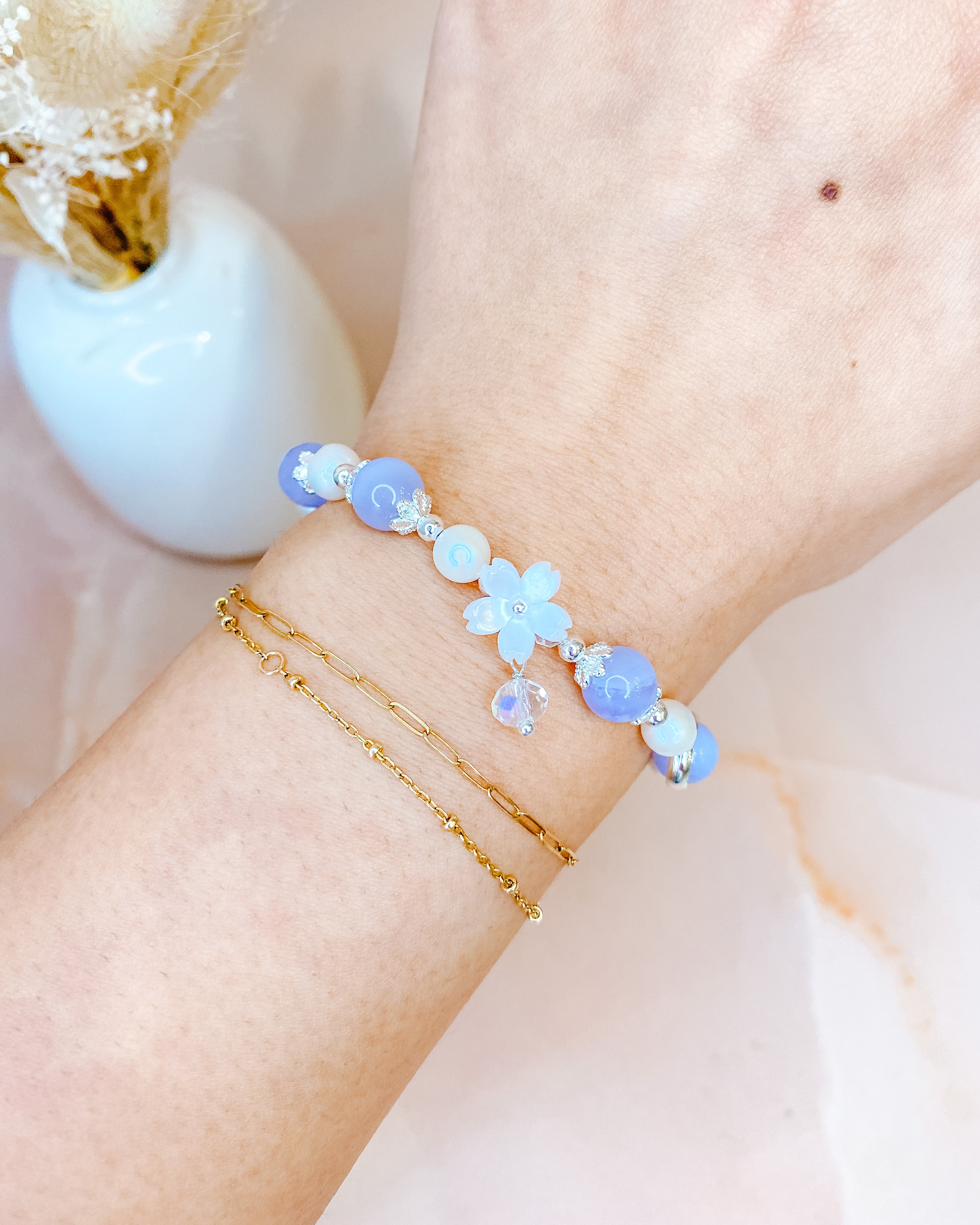 "Sakura" Blue Chalcedony Bracelet – Carti Crystals